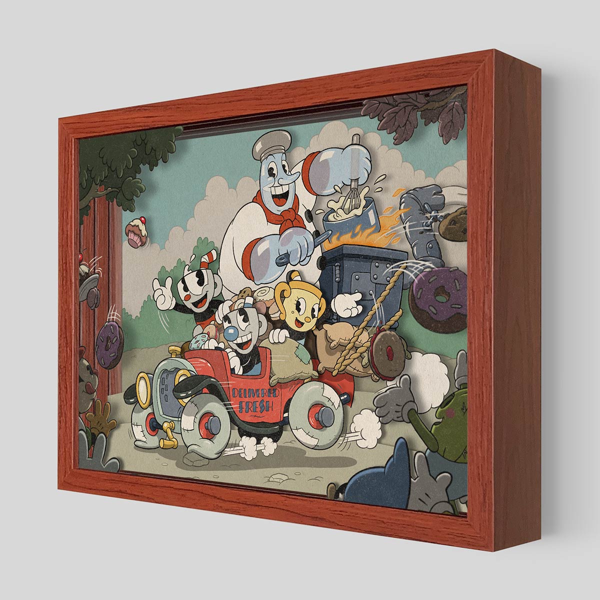 Cuphead Celebration Shadowbox Art | Artovision